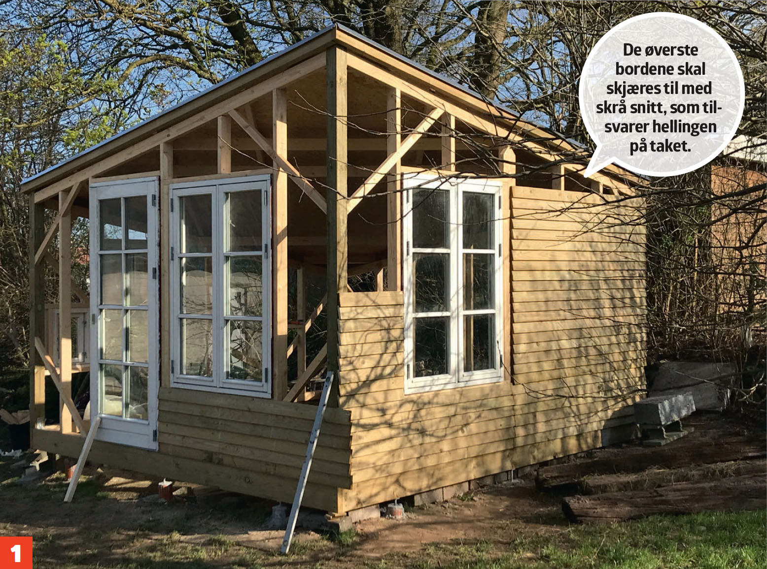 Kvadratisk anneks med diagonalt skråtak | Gjør Det Selv