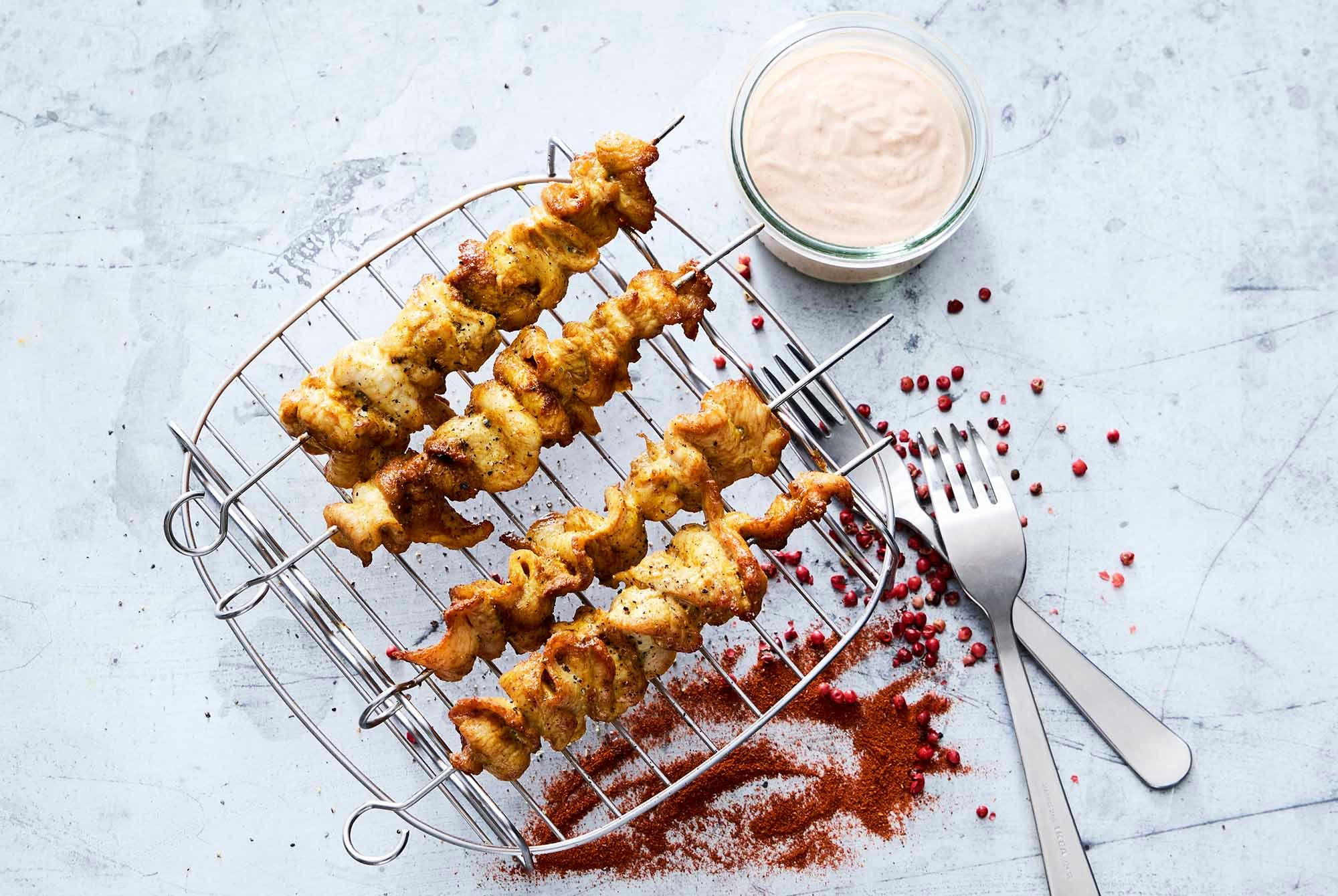 Marinerede kyllingespyd i airfryer (opskrift) | iform.dk
