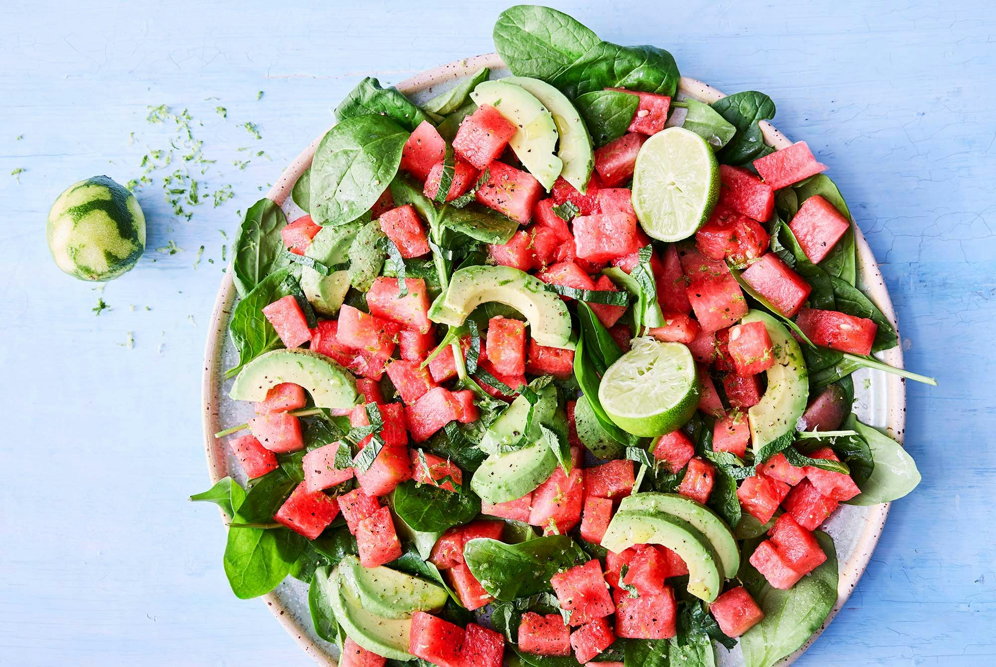 Vandmelonsalat med babyspinat (opskrift) | iform.dk