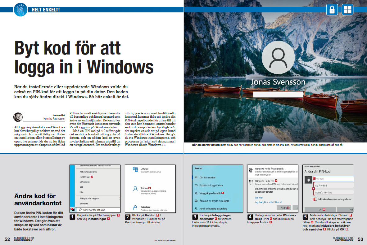Byt kod för att logga in i Windows | pctidningen.se