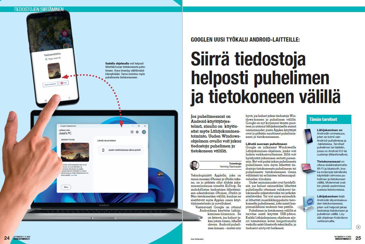Siirrä tiedostoja helposti puhelimen ja tietokoneen välillä | kotimikro.fi