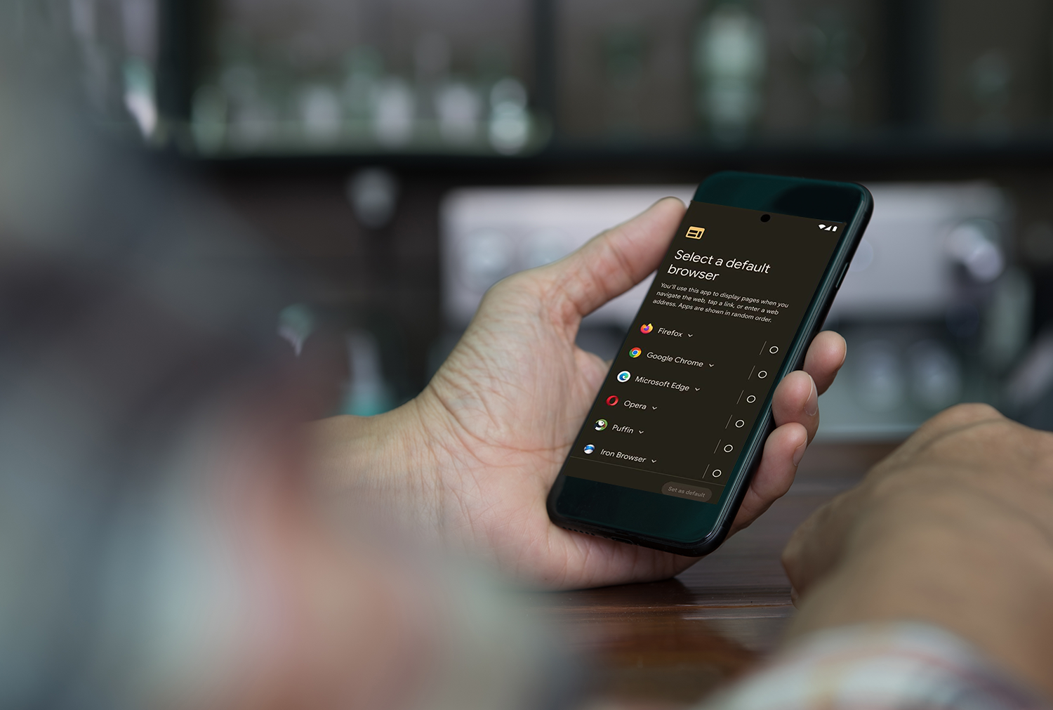 Nu måste du välja standardwebbläsare och sökmotor på din mobil ...