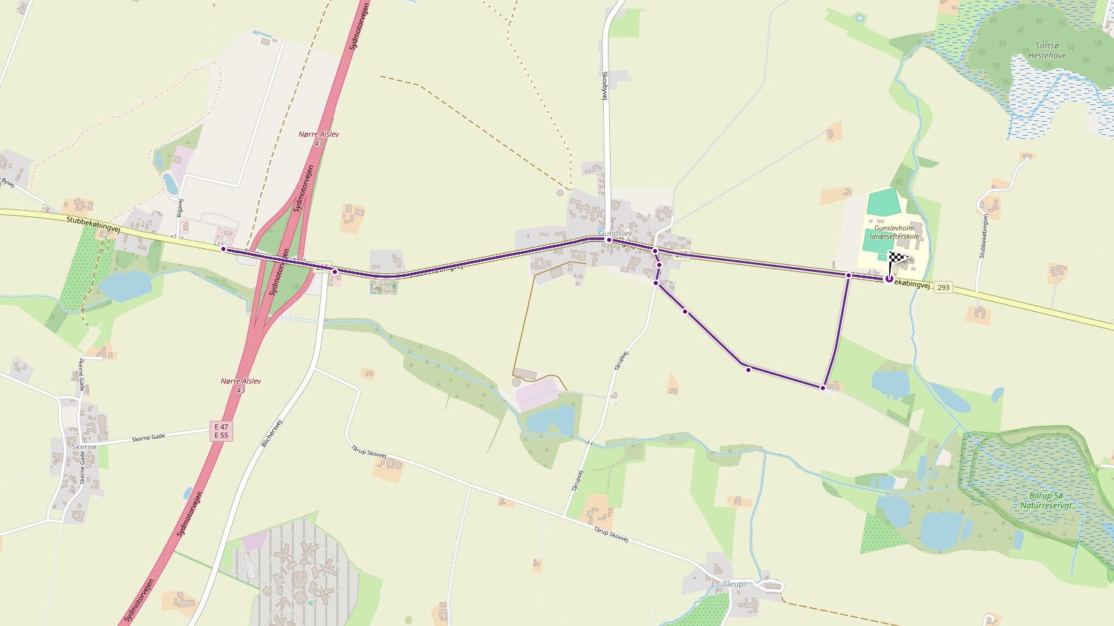Løberute 5.96 km lang, Nørre Alslev